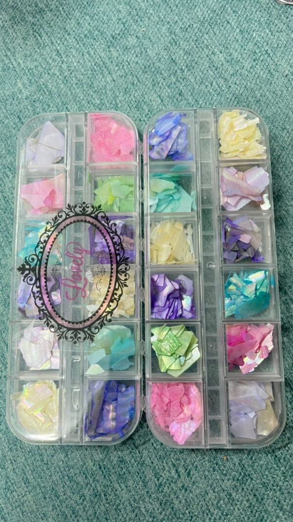 Estuche Concha Nacar Triturada 12 Colores Pastel – Lovely Nails